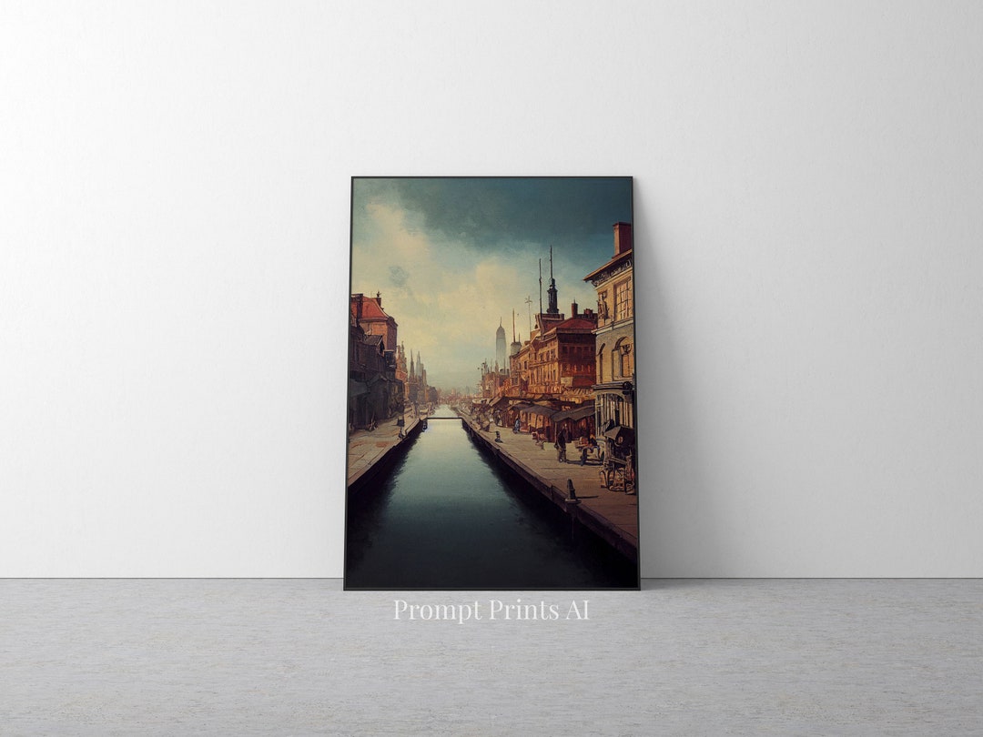 Victorian Cityscape Wall Art Print Vintage Antique Moody - Etsy