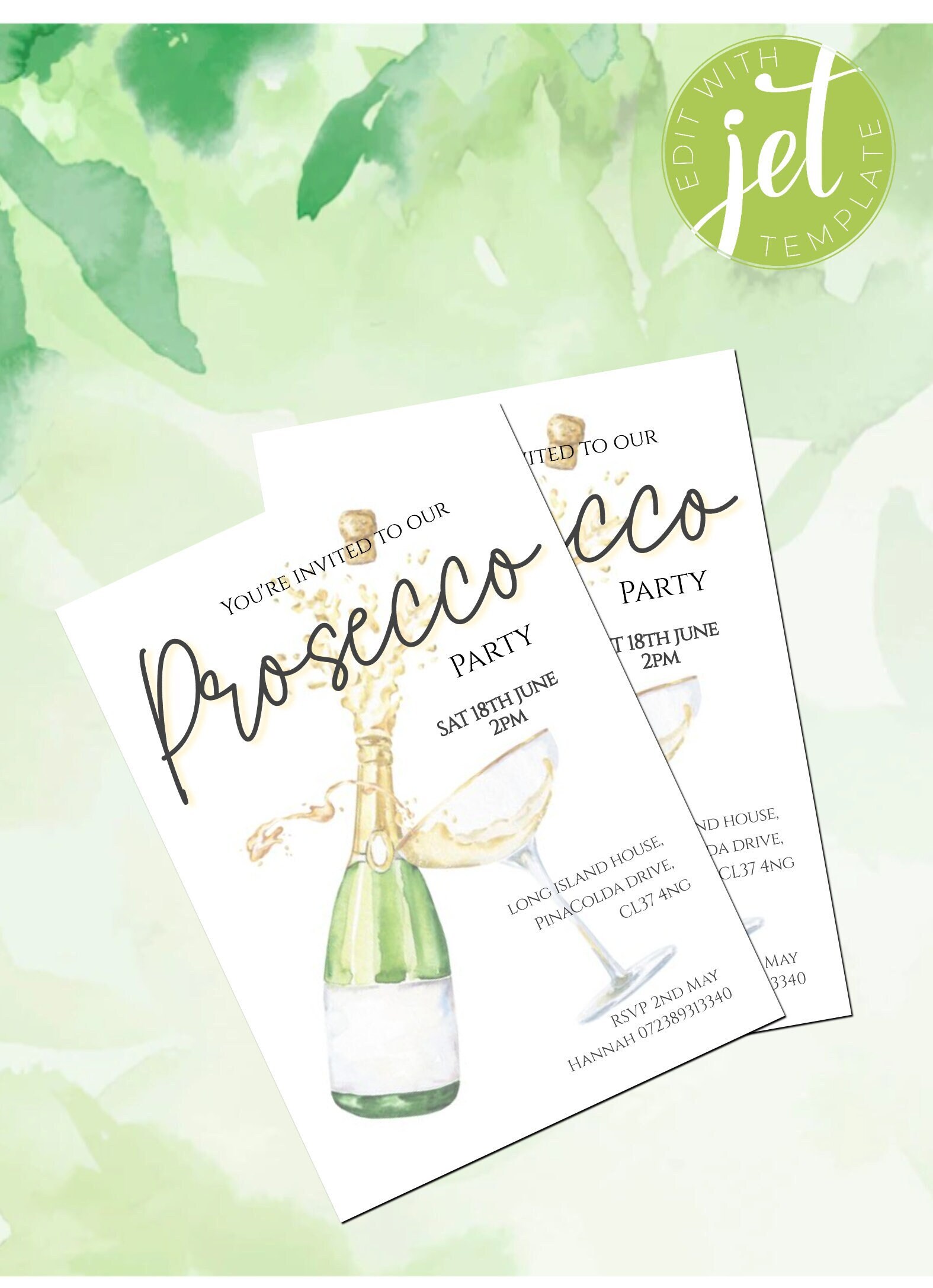 Prosecco Party Invite | Champagne Invite | Celebrationa | Editable ...
