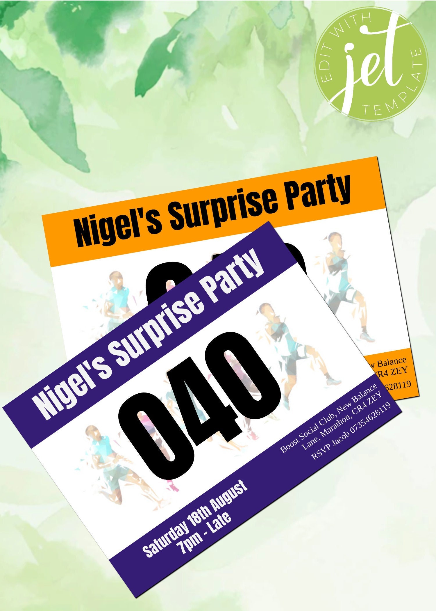 Running Birthday Invitation | Race Bib | Marathon Party Invite ...
