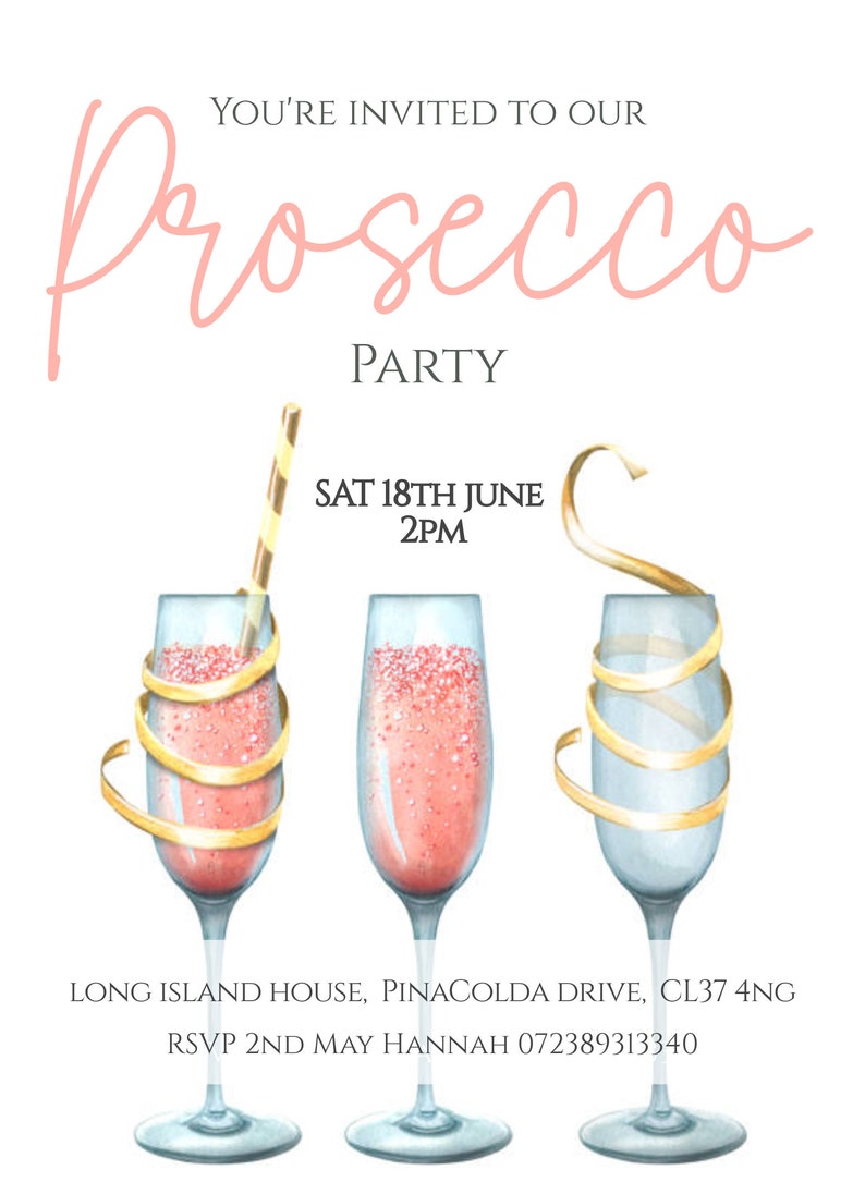 Pink Prosecco Party Editable Invitation Hen Party Invite Party ...