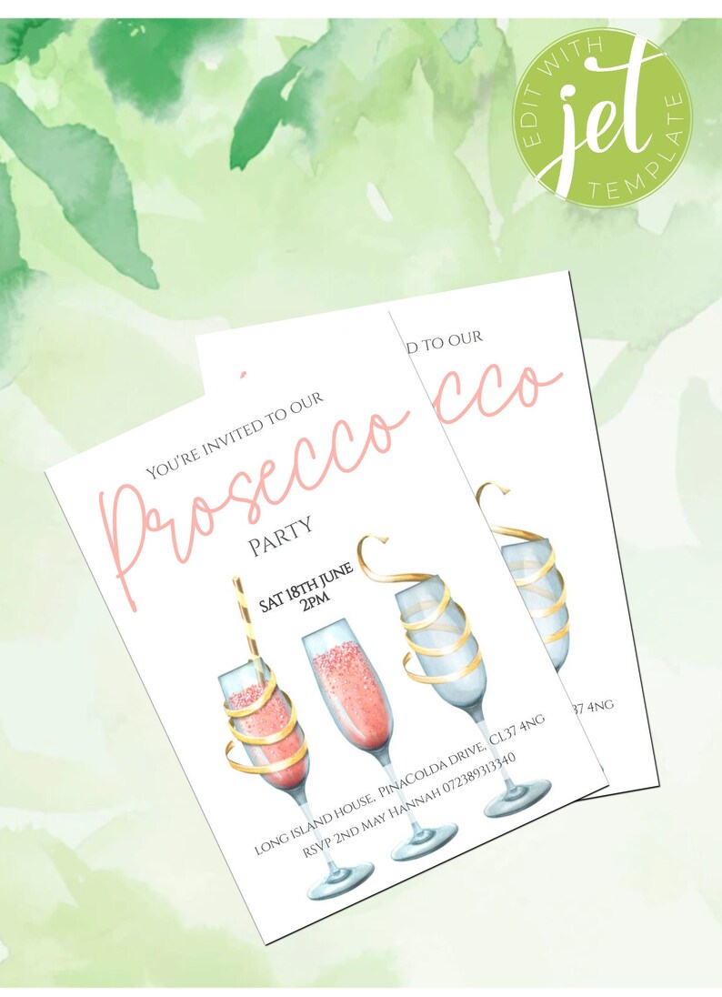 Pink Prosecco Party Editable Invitation | Hen Party Invite | Party ...
