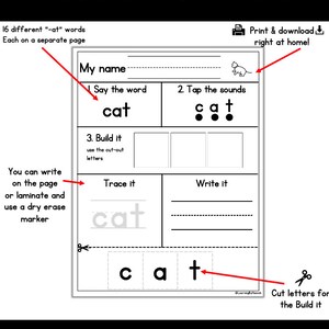 CVC -at Word Family Worksheets | CVC Words | Kindergarten Reading ...