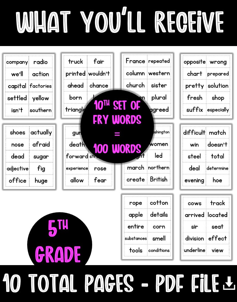 BUNDLE 400 Fry Sight Words Downloadable | Fry Sight Words Printable ...
