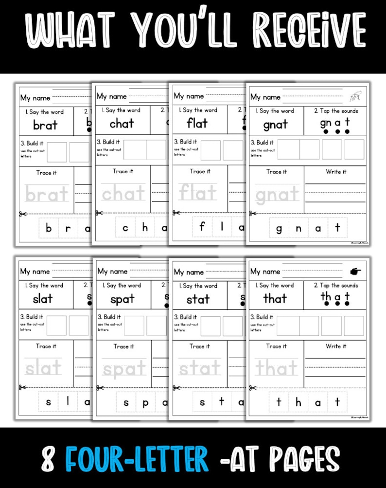 CVC -at Word Family Worksheets | CVC Words | Kindergarten Reading ...