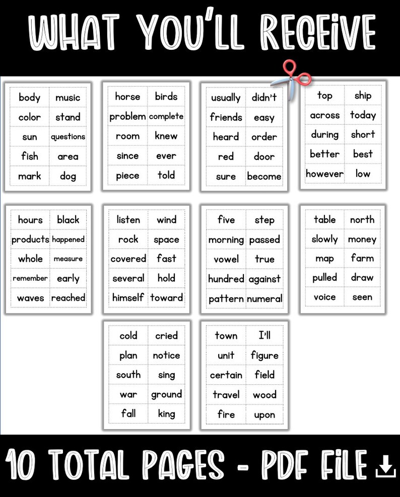 Fourth Set of 100 Fry Sight Words Downloadable | Sight Word Printable ...
