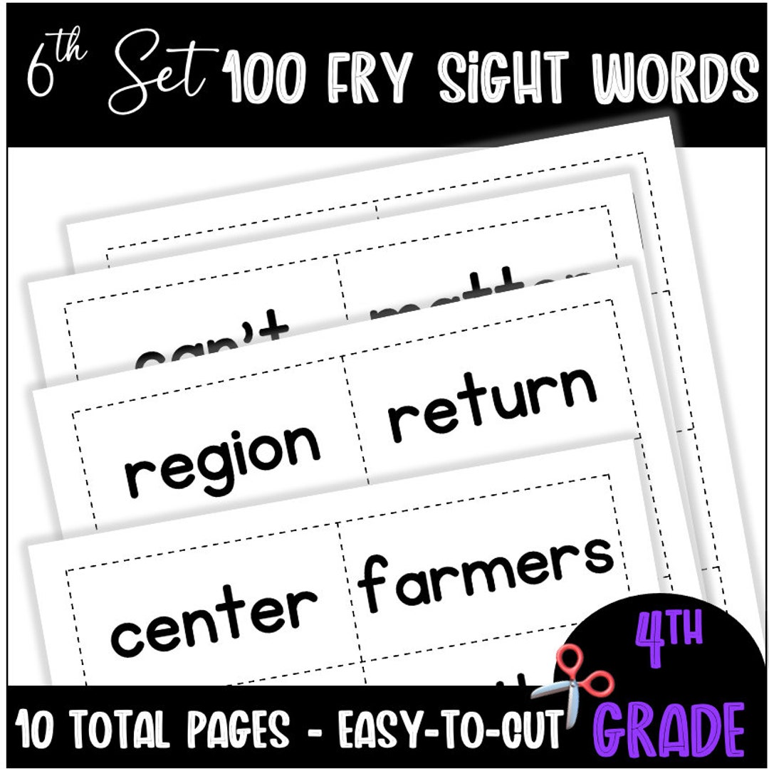 Sixth Set of 100 Fry Sight Words Downloadable | Sight Word Printable ...