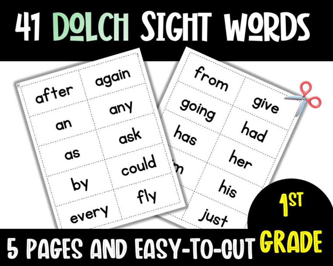 First Grade Dolch Sight Words Downloadable First Grade Flash - Etsy