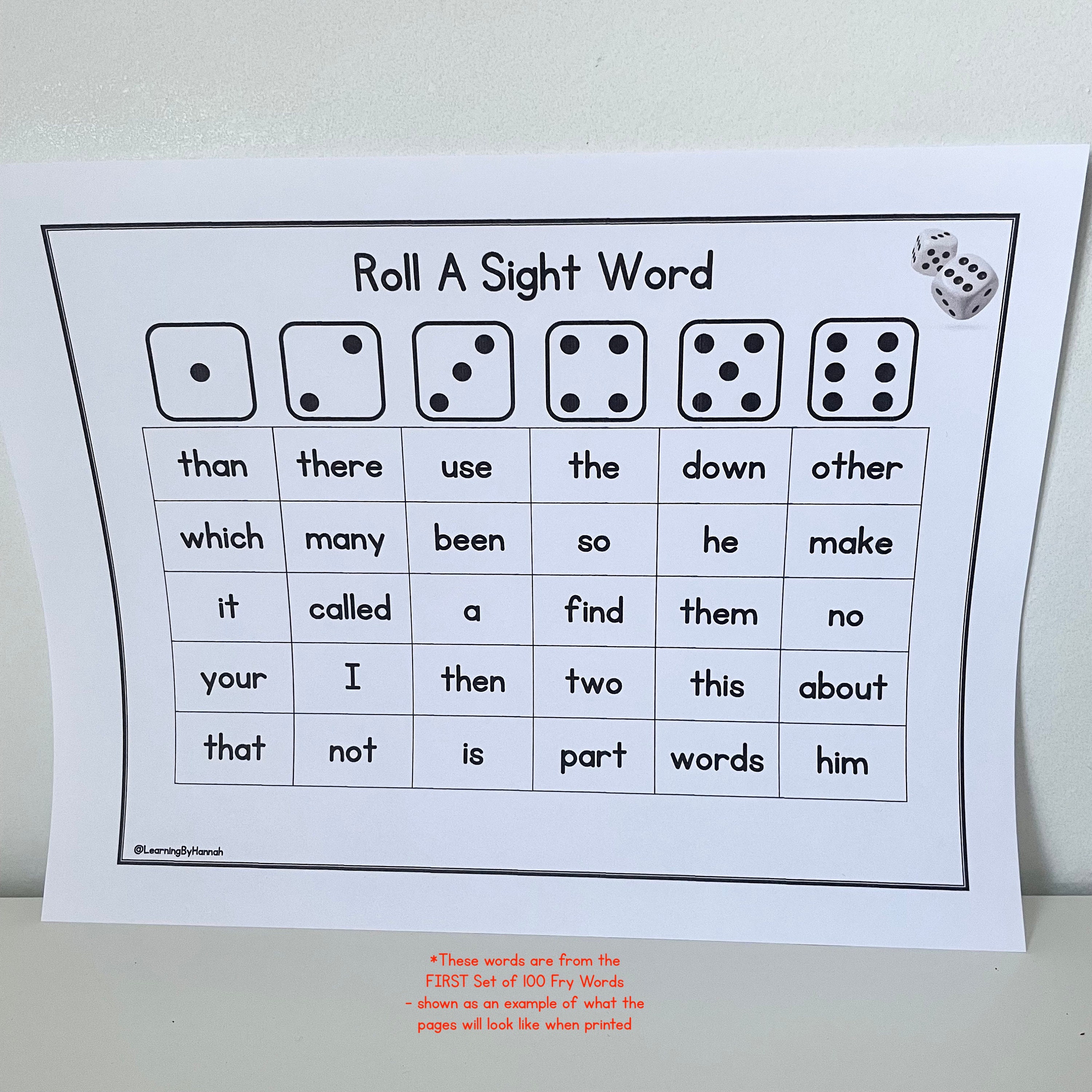 Roll A Sight Word Game | Sight Word Practice for the Second Set of 100 ...