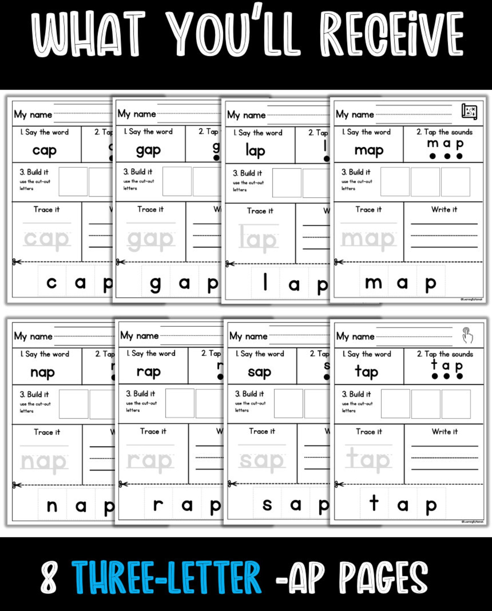 CVC -ap Word Family Worksheets | CVC Words | Kindergarten Reading ...