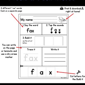 CVC -ax Word Family Worksheets | CVC Words | Kindergarten Reading ...