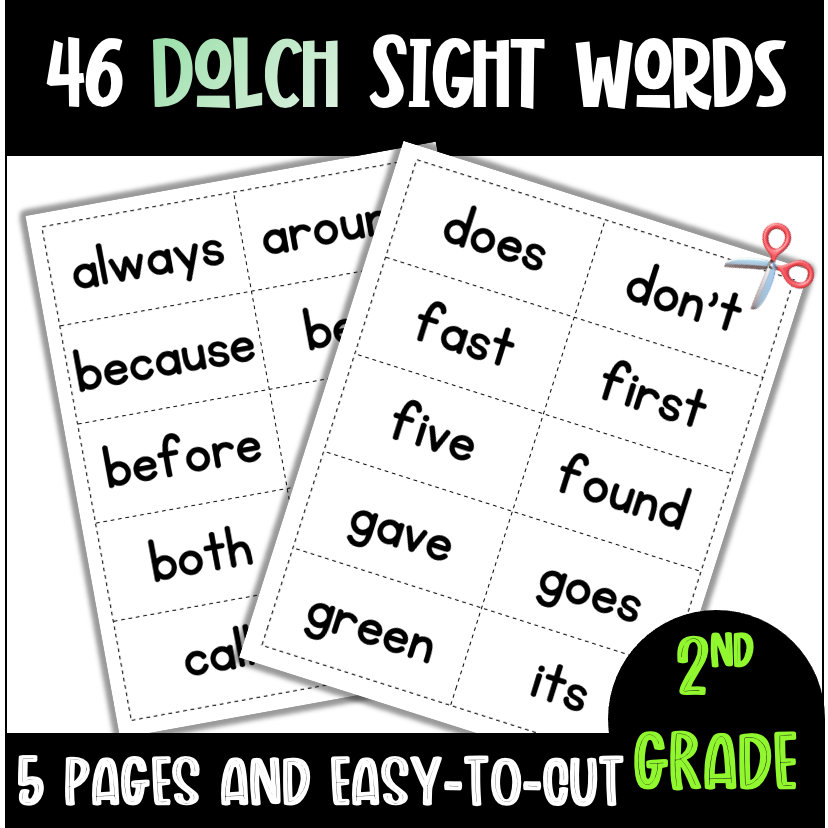 Second Grade Dolch Sight Words Downloadable | Second Grade Flash Cards ...