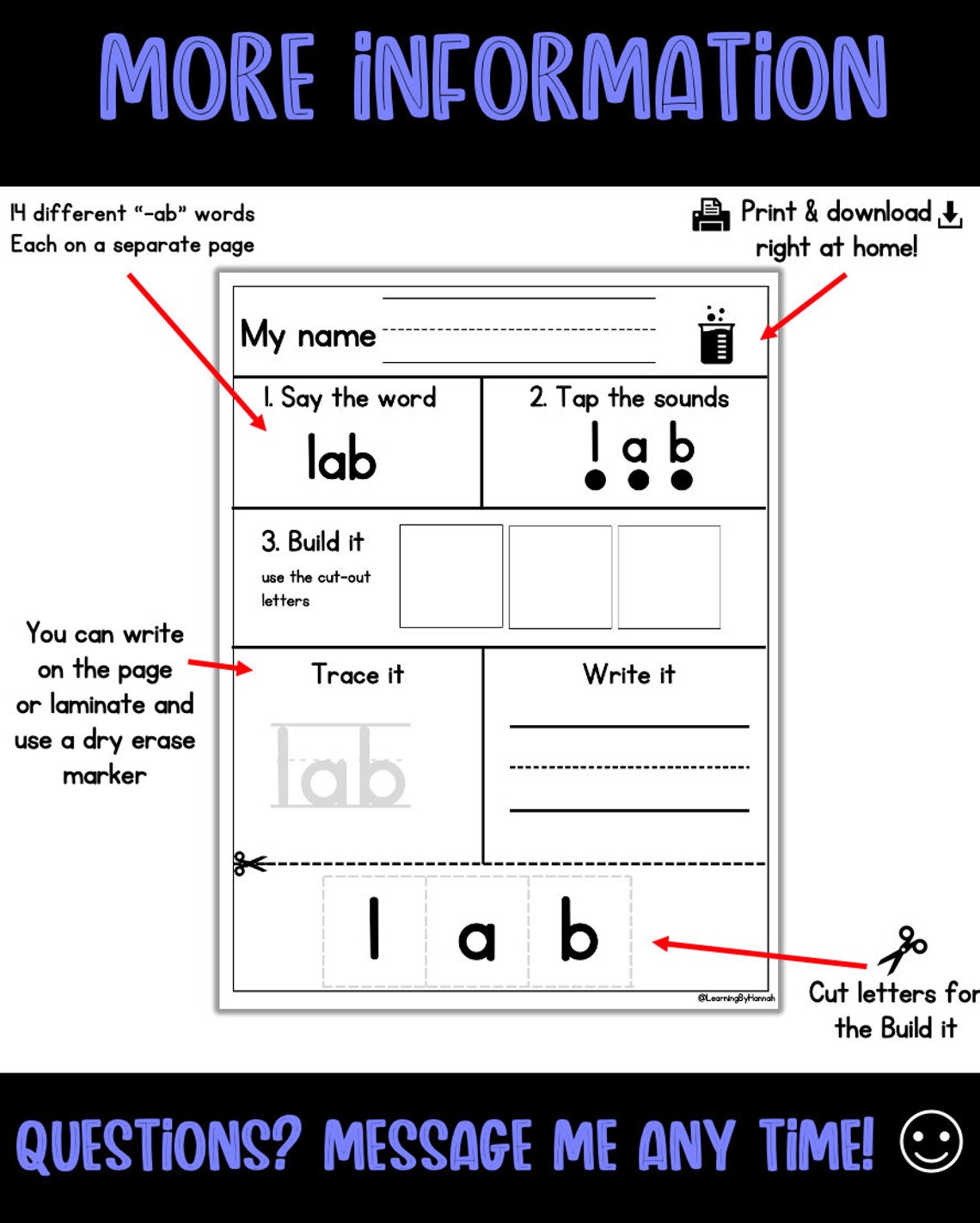 CVC -ab Word Family Worksheets | CVC Words | Kindergarten Reading ...