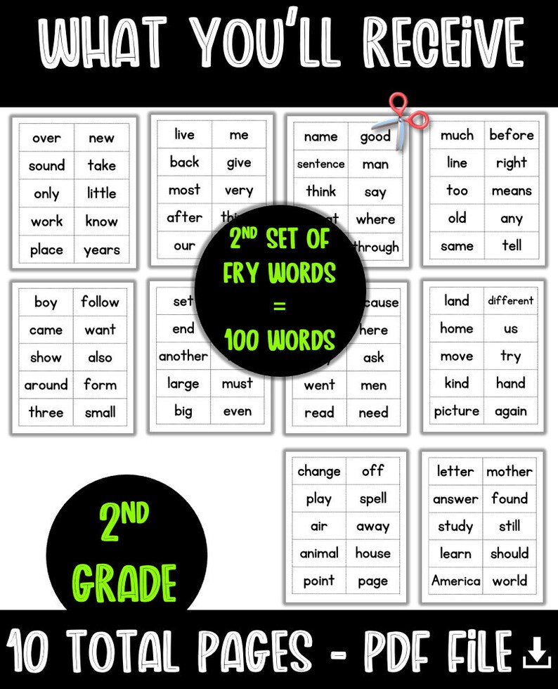 BUNDLE 300 Fry Sight Words Downloadable | Fry Sight Words Printable ...