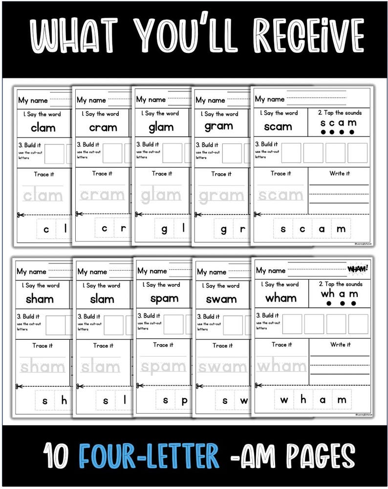 CVC -am Word Family Worksheets | CVC Words | Kindergarten Reading ...