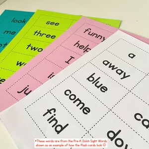 Kindergarten Dolch Sight Words Downloadable | Kindergarten Flash Cards ...