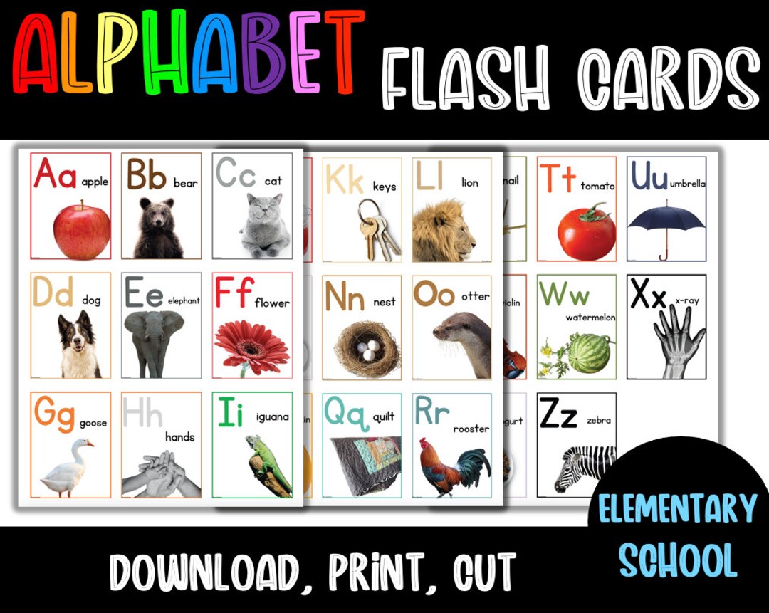 Alphabet Flash Cards Downloadable Letter Flashcards - Etsy