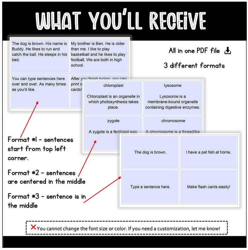 Editable 3x5" Flash Cards for Writing Sentences | Flashcards Template ...