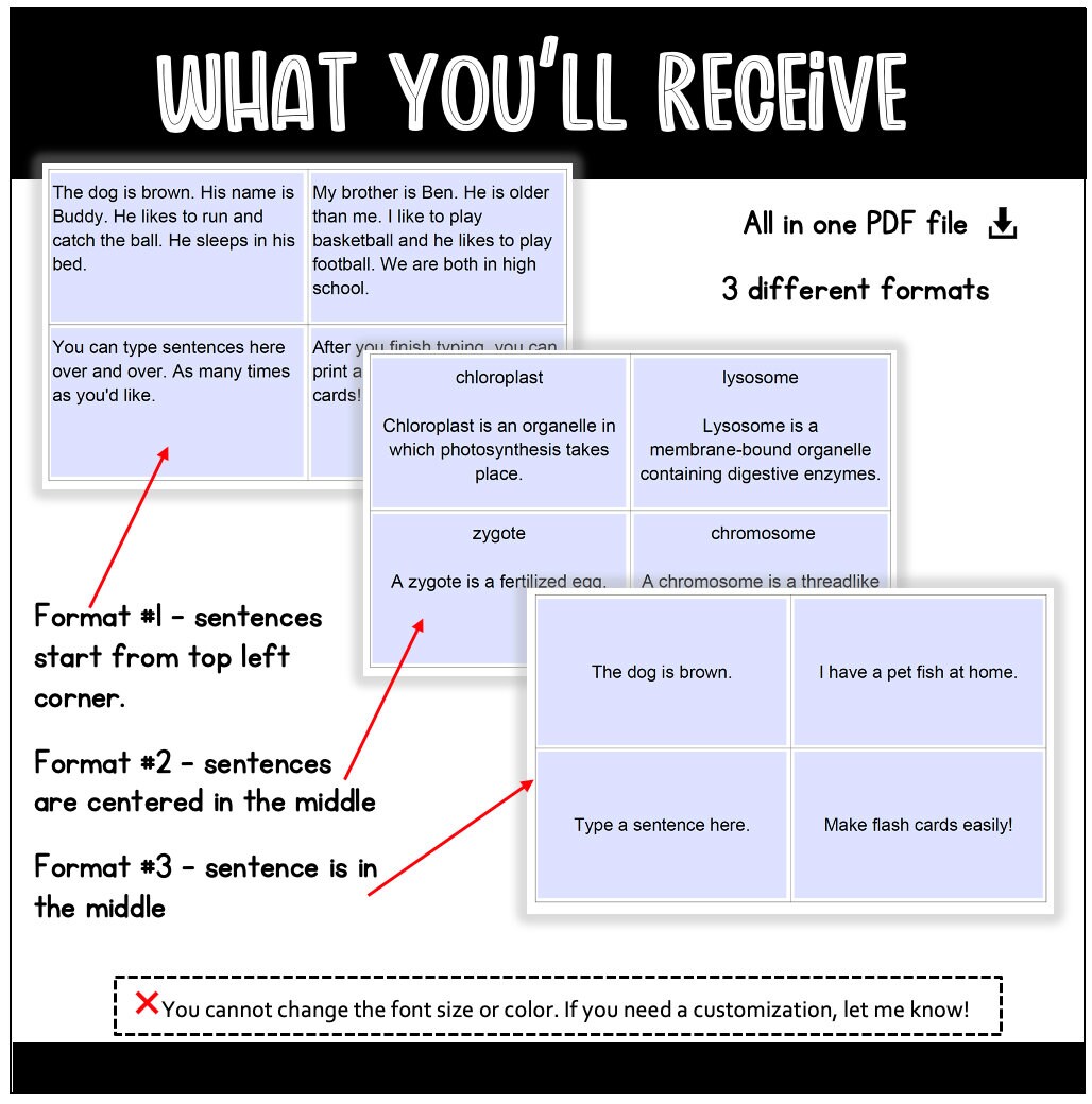 Editable 3x5" Flash Cards for Writing Sentences | Flashcards Template ...