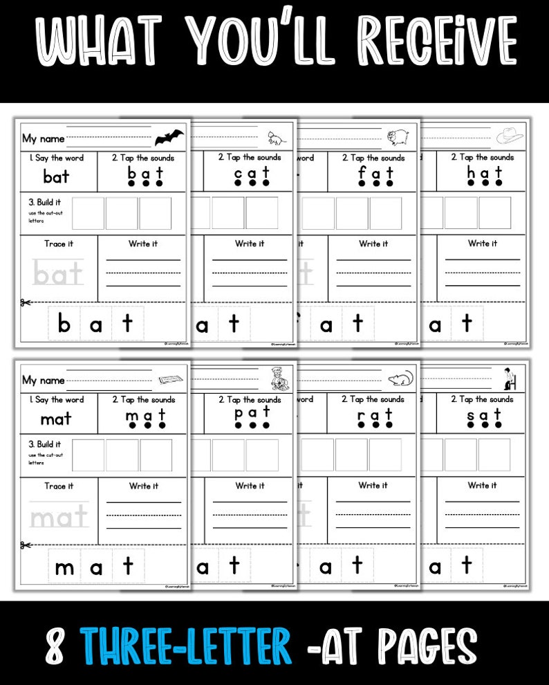 CVC -at Word Family Worksheets | CVC Words | Kindergarten Reading ...