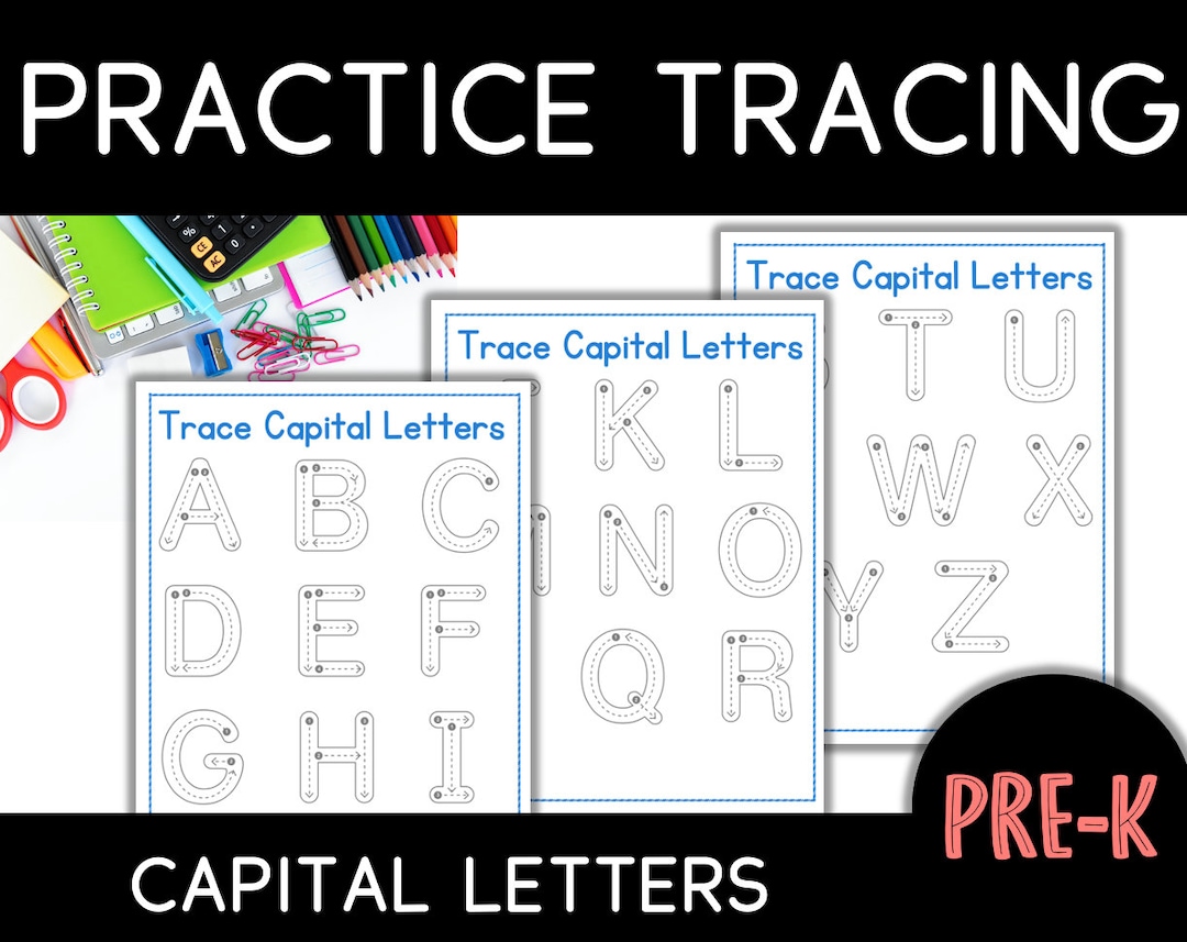 Trace Capital Letters Printable | Trace Uppercase Letters Downloadable ...