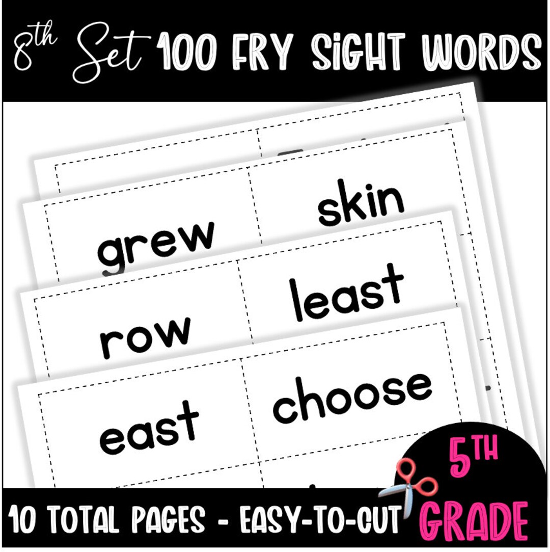 Eighth Set of 100 Fry Sight Words Downloadable | Sight Word Printable ...