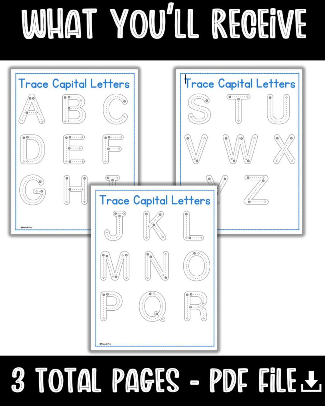 Trace Capital Letters Printable | Trace Uppercase Letters Downloadable ...