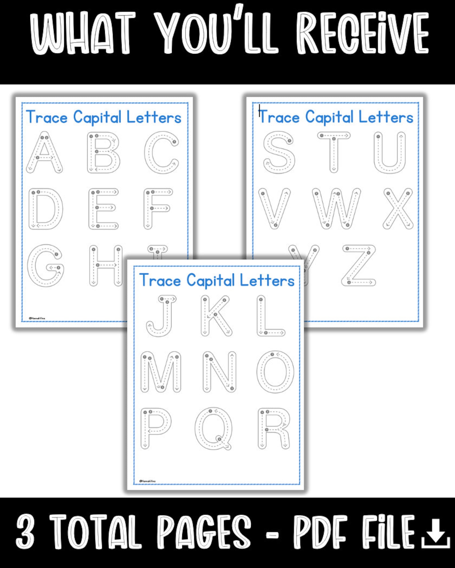 Trace Capital Letters Printable | Trace Uppercase Letters Downloadable ...