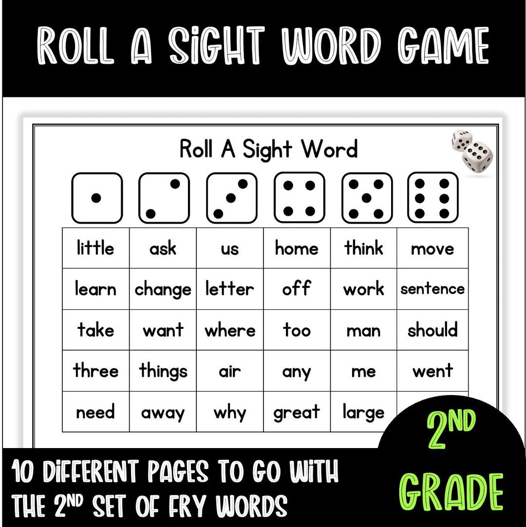 Roll A Sight Word Game | Sight Word Practice for the Second Set of 100 ...