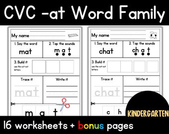 CVC -ag Word Family Worksheets | CVC Words | Kindergarten Reading ...