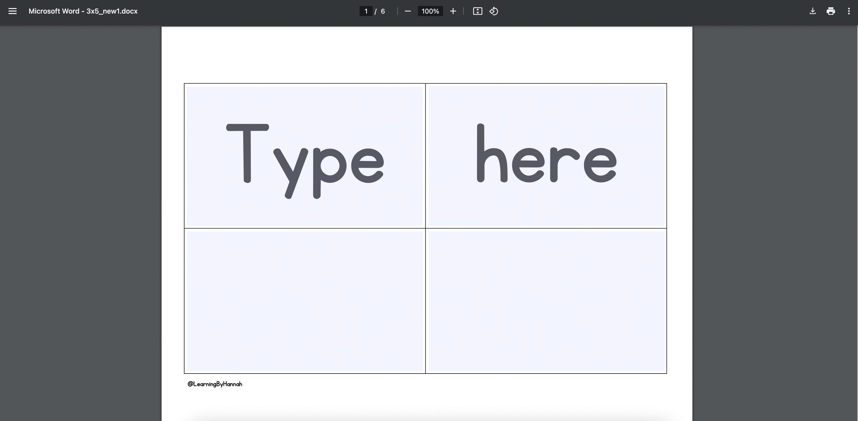 Editable 3x5" Flash Cards With Solid Lines - 4 per Page | Flashcards ...