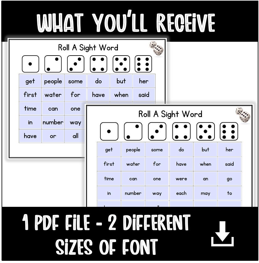 Roll A Sight Word Game Editable Downloadable File Sight Word Practice ...