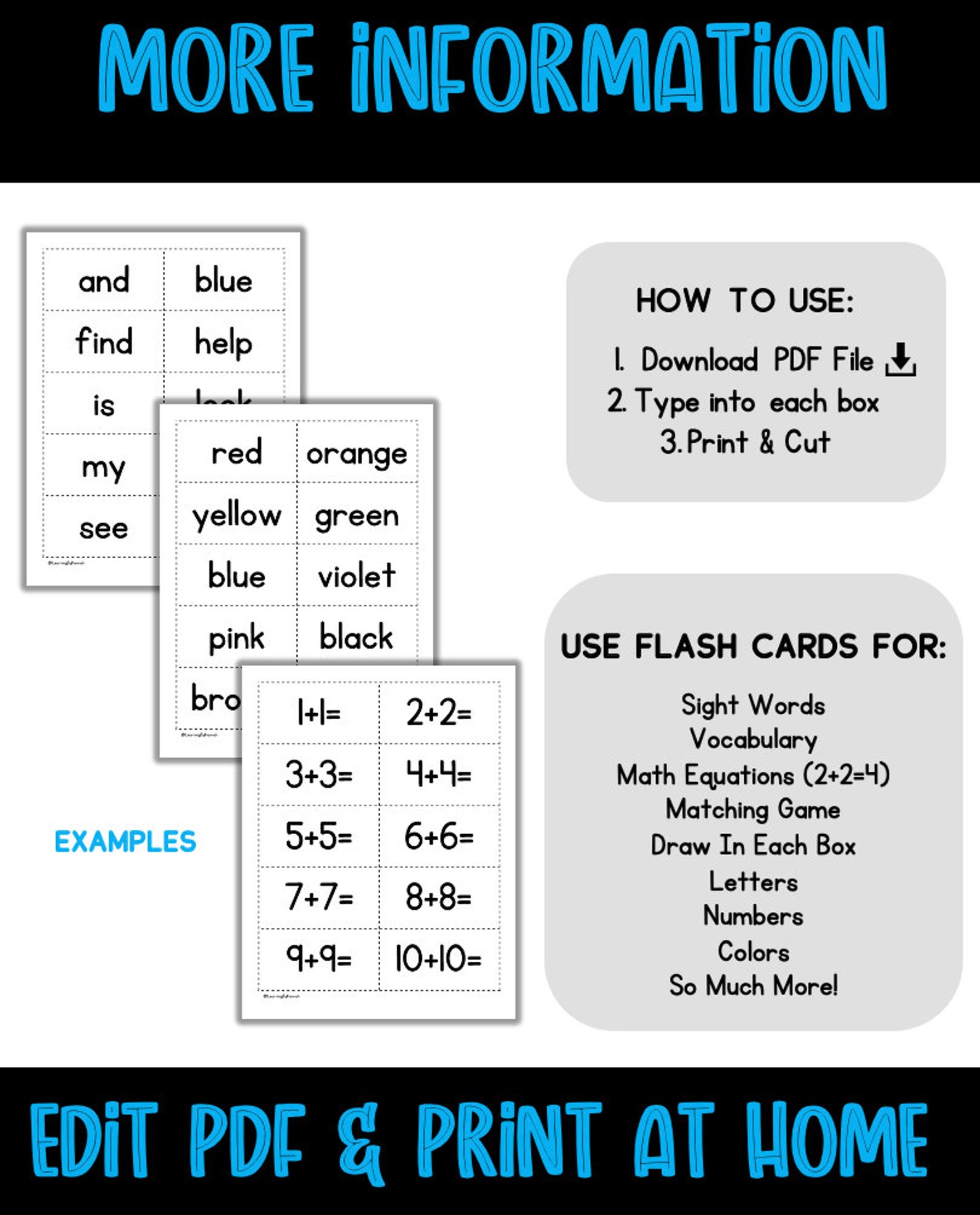 Editable Flash Cards With Dotted Lines - 10 per Page | Flashcards ...