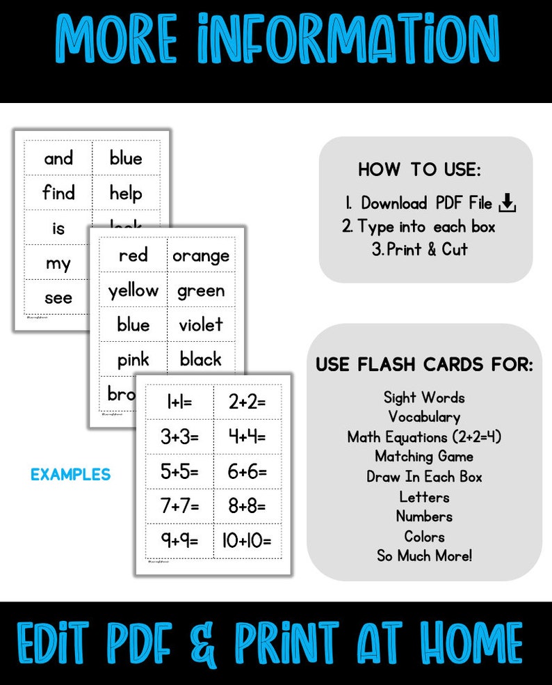 Editable Flash Cards With Dotted Lines - 10 per Page | Flashcards ...