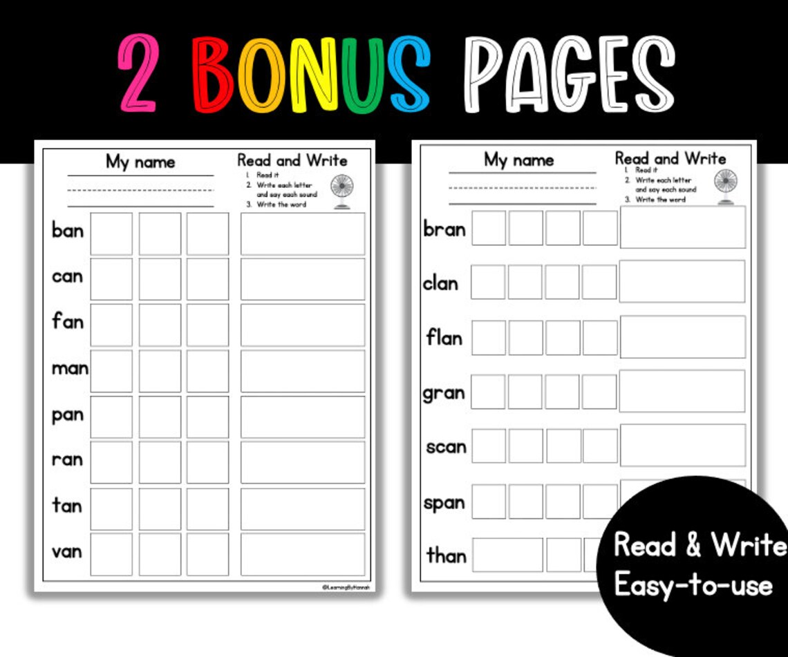 CVC -an Word Family Worksheets | CVC Words | Kindergarten Reading ...