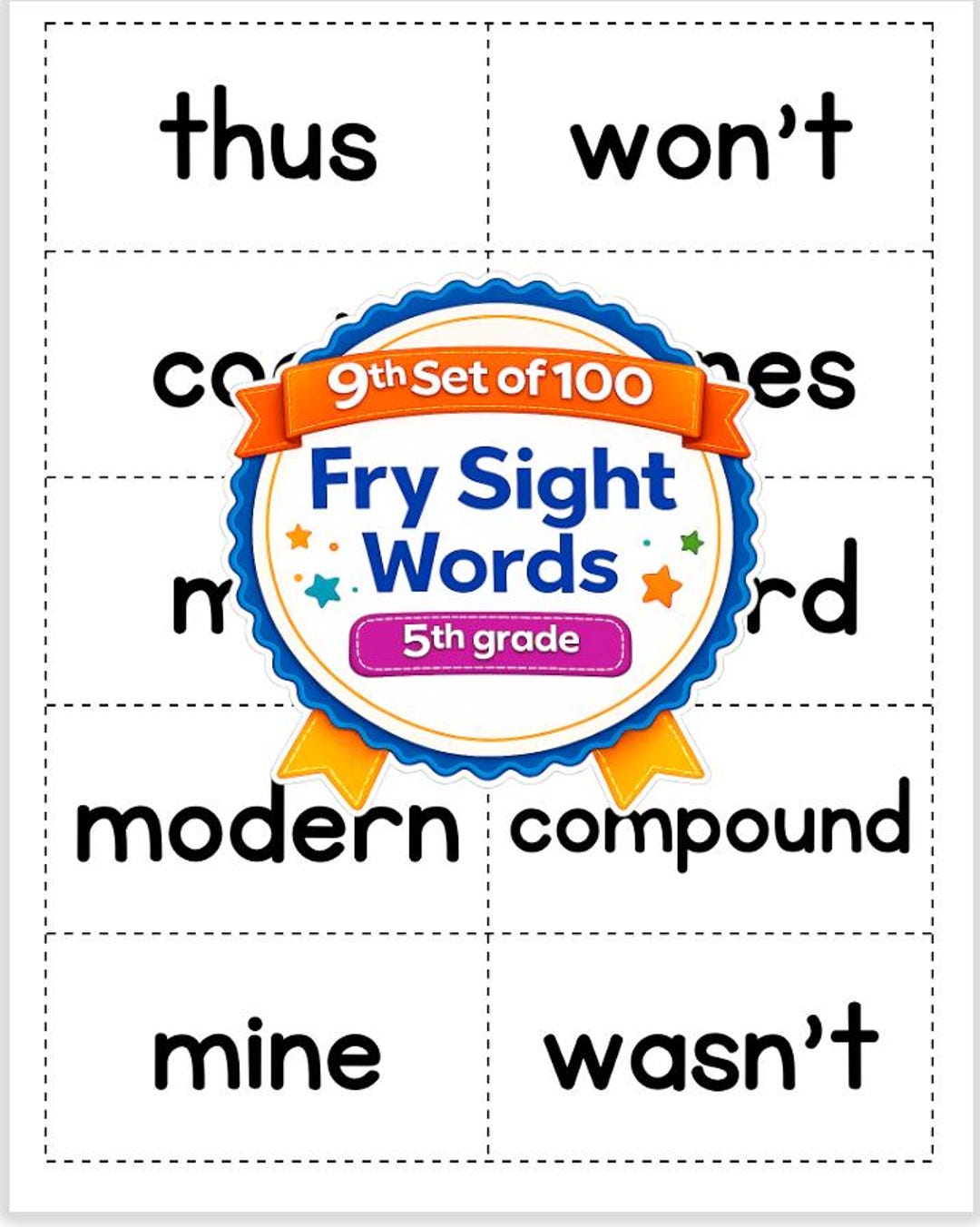 Ninth Set of 100 Fry Sight Words Downloadable | Sight Word Printable ...