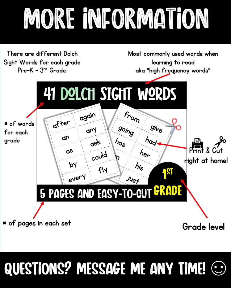 BIG BUNDLE Dolch Sight Words Downloadable | Sight Word Flash Cards ...