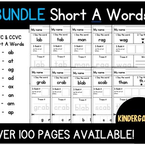 BUNDLE Short A Words | Cvc and Ccvc Short A Words | Word Family ...