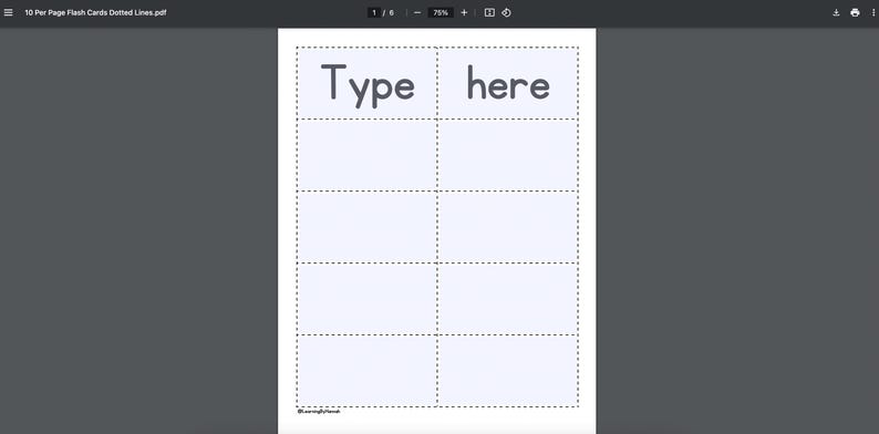 Editable Flash Cards With Dotted Lines - 10 per Page | Flashcards ...
