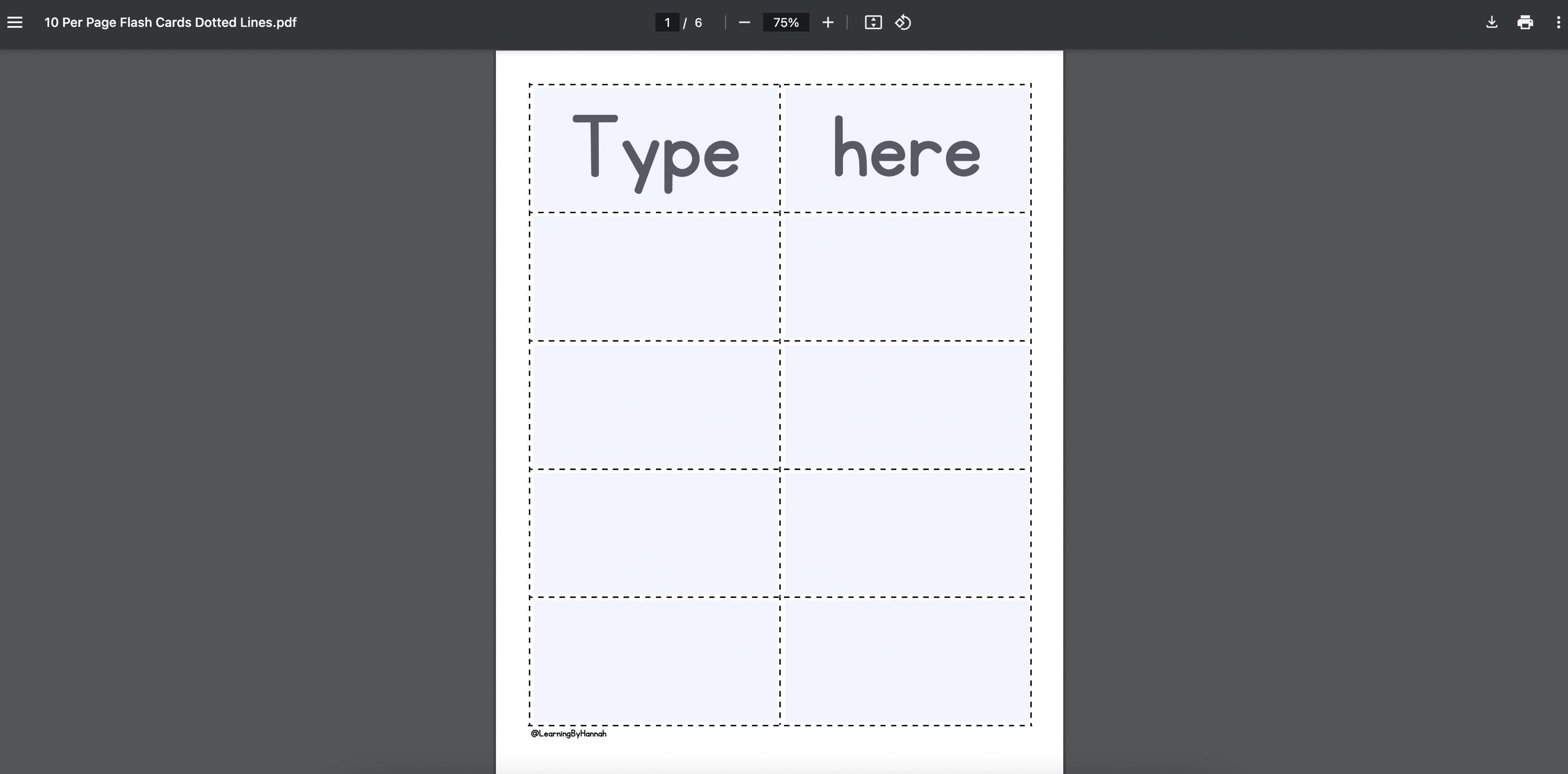 Editable Flash Cards With Dotted Lines - 10 per Page | Flashcards ...