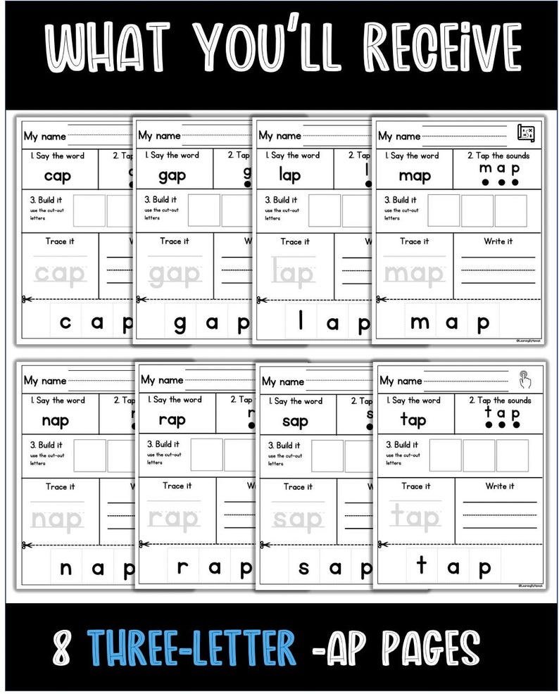 CVC -ap Word Family Worksheets | CVC Words | Kindergarten Reading ...