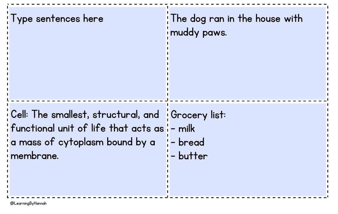 Editable 3x5" Flash Cards With Dotted Lines - 4 per Page | Flashcards ...