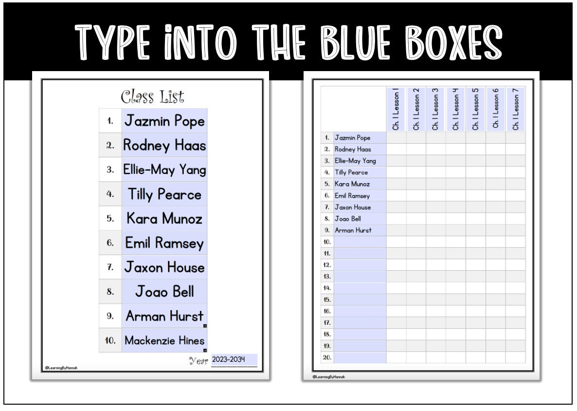 Class List PDF - Customizable & Editable for Teachers - Etsy