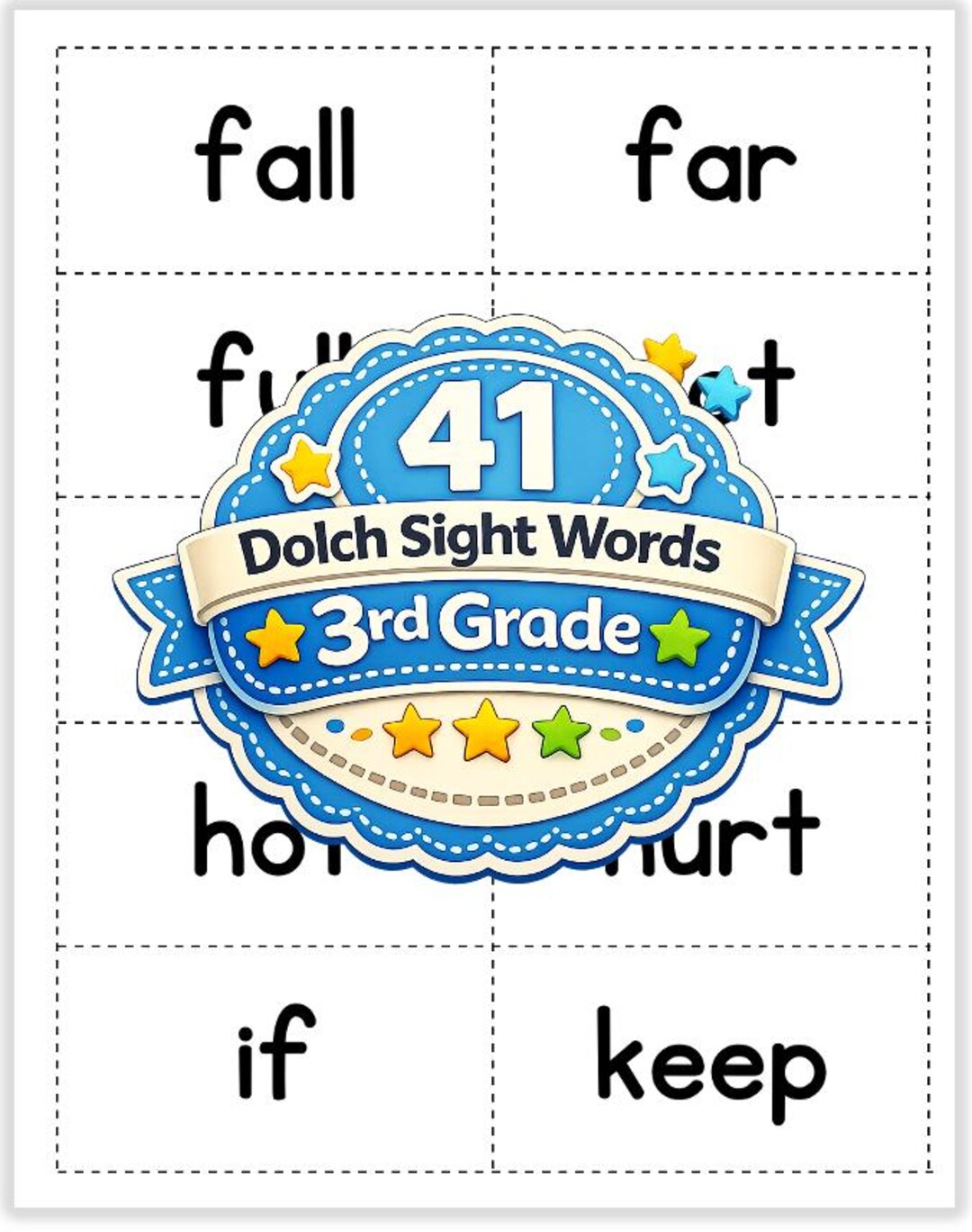 Third Grade Dolch Sight Words Downloadable | Third Grade Flash Cards ...