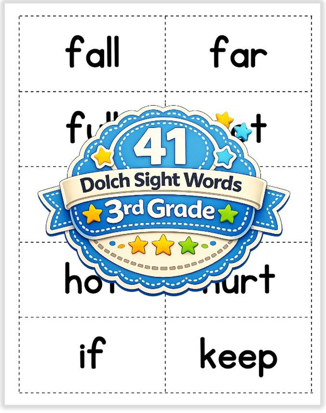 Third Grade Dolch Sight Words Downloadable | Third Grade Flash Cards ...