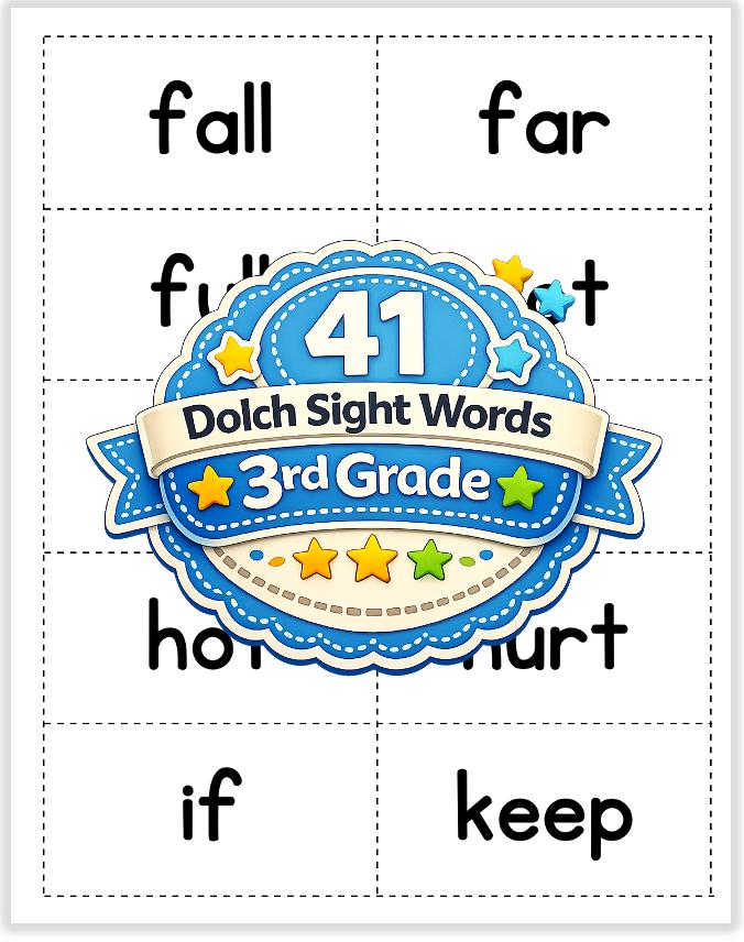 Third Grade Dolch Sight Words Downloadable | Third Grade Flash Cards ...