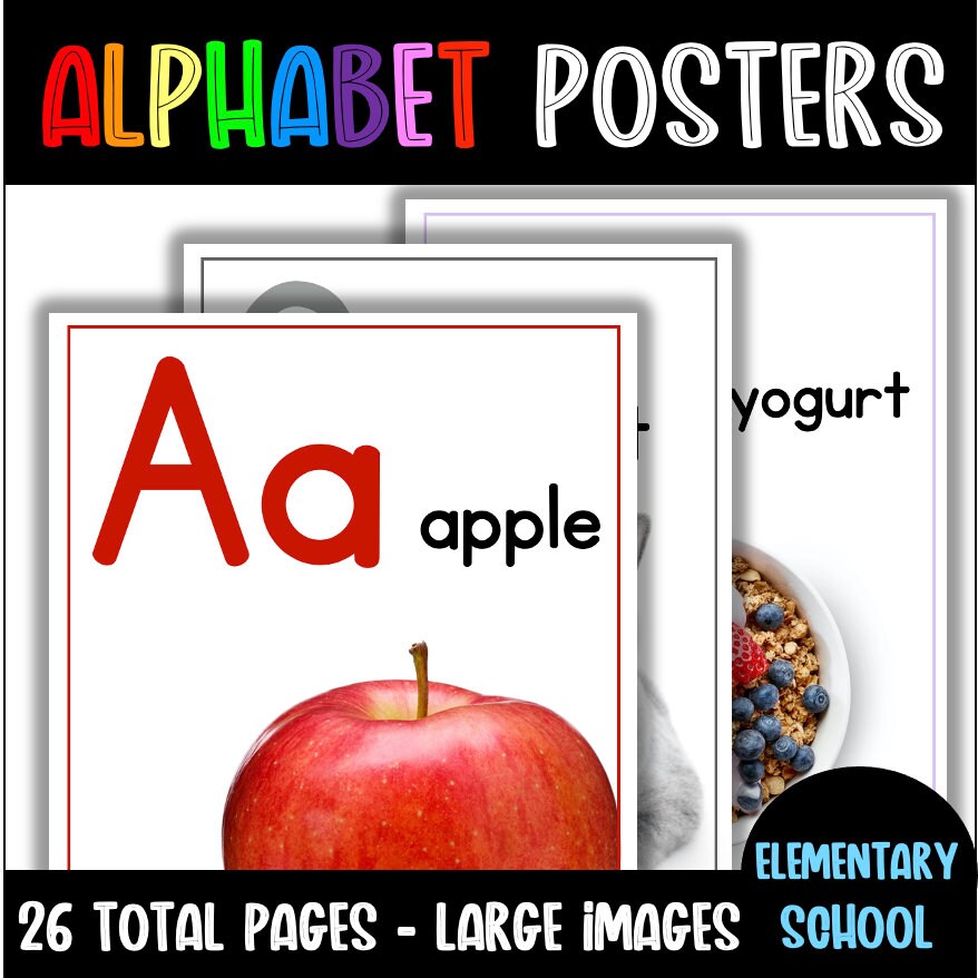 26 Alphabet Posters Downloadable Alphabet Flash Cards Alphabet ...