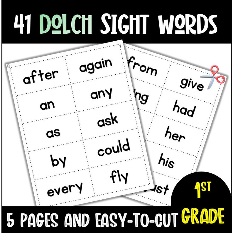 First Grade Dolch Sight Words Downloadable | First Grade Flash Cards ...