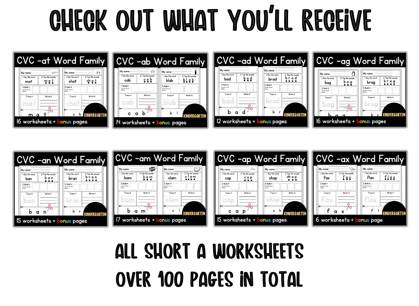 BUNDLE Short A Words Cvc and Ccvc Short A Words Word Family Worksheets ...