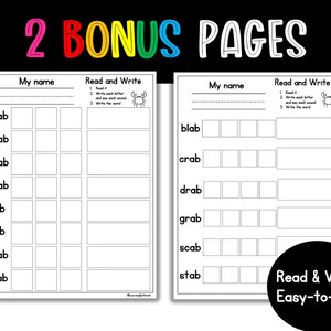 CVC -ab Word Family Worksheets | CVC Words | Kindergarten Reading ...