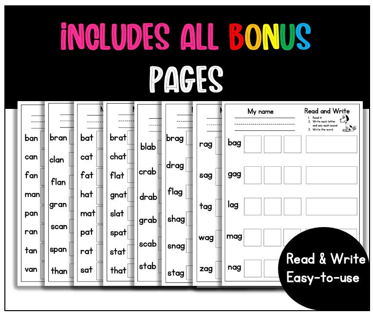BUNDLE Short A Words Cvc and Ccvc Short A Words Word Family Worksheets ...